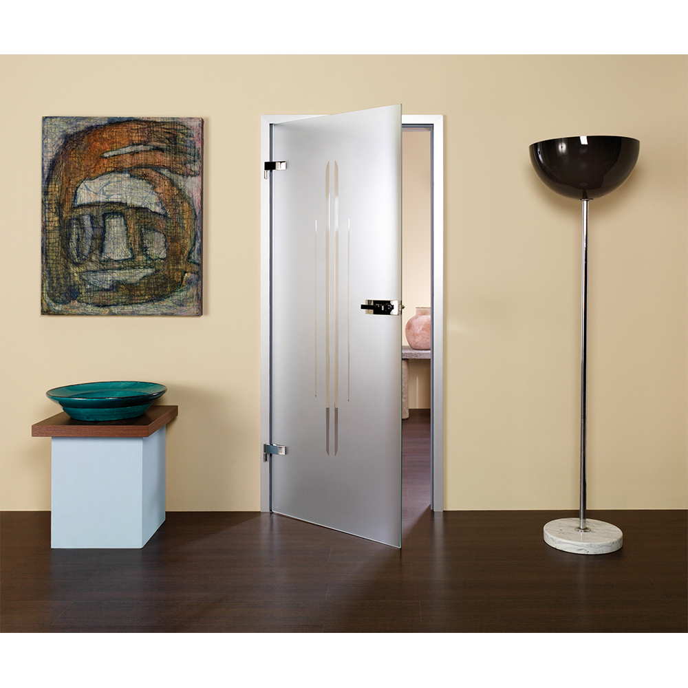 Glastür Contura 10 – satiniert, Rillenschliff, Standardabmessungen