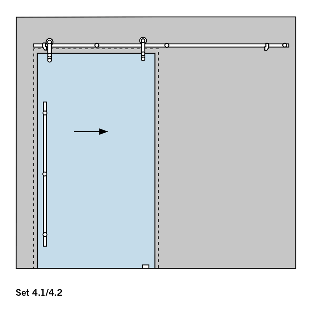 DORMA Manet Compact 4.2 Schiebetürset mit aufliegenden Punkthaltern ...