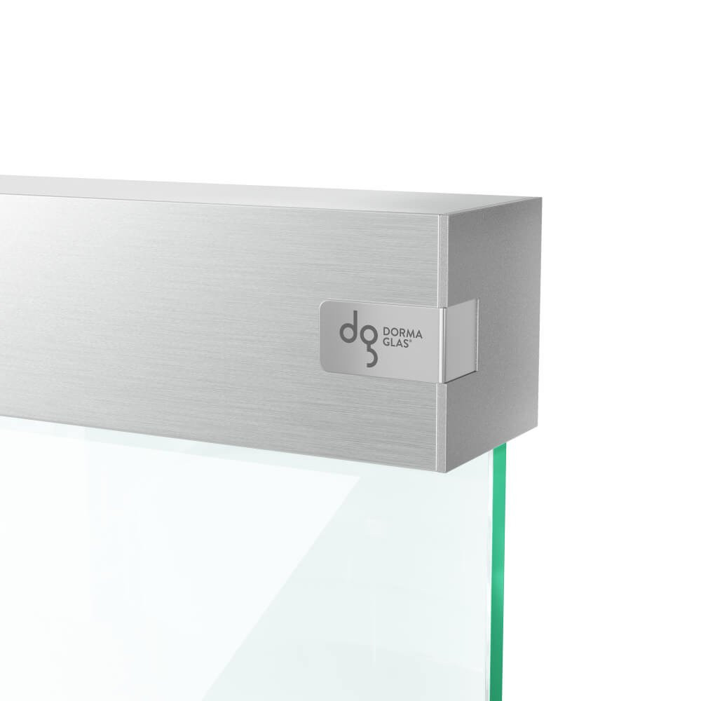 Zweiflügelige Glasschiebetür mit Festteil - Deckenmontage