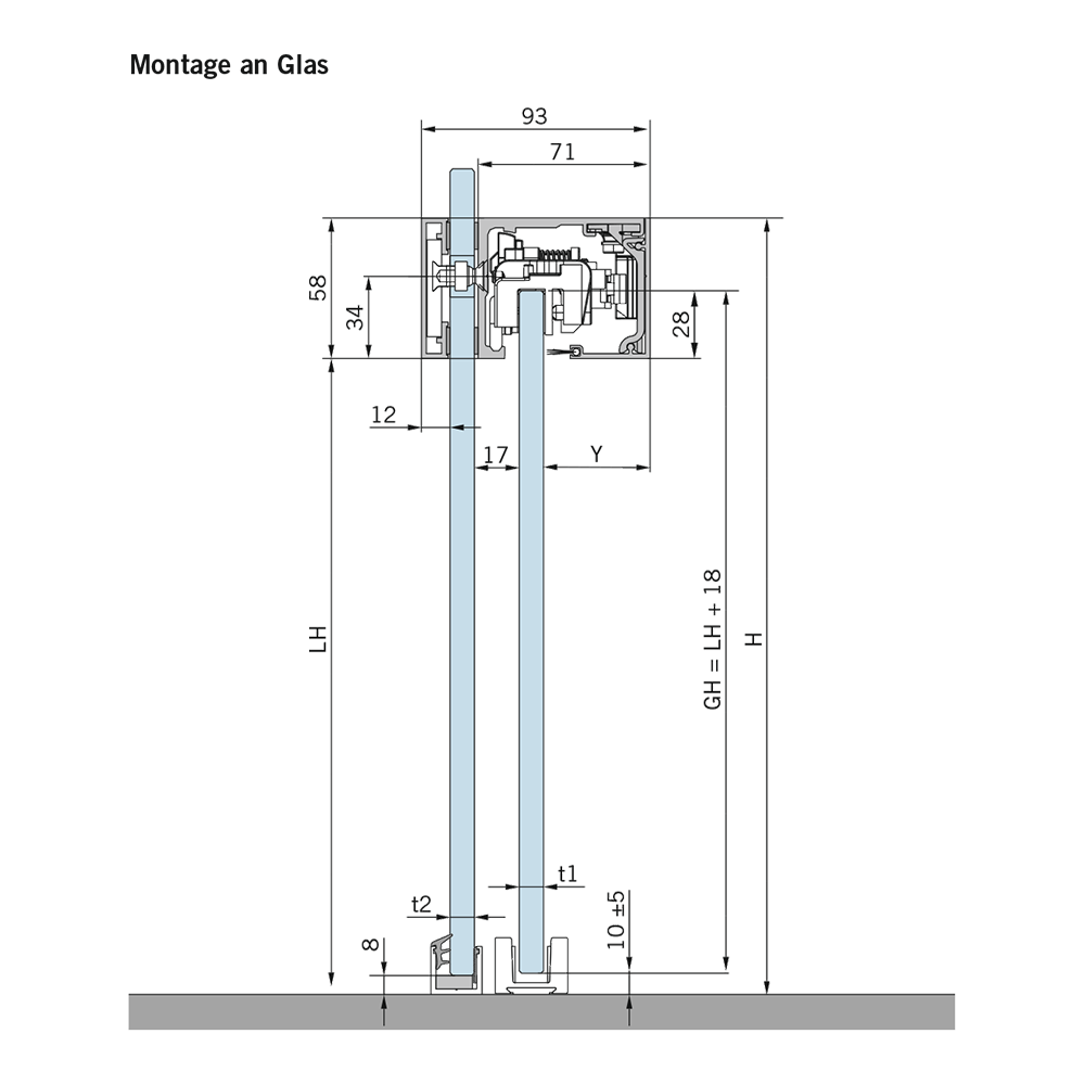 DORMA MUTO Comfort L 80 Schiebetürbeschlag 2flügelig Glas an Glas ...