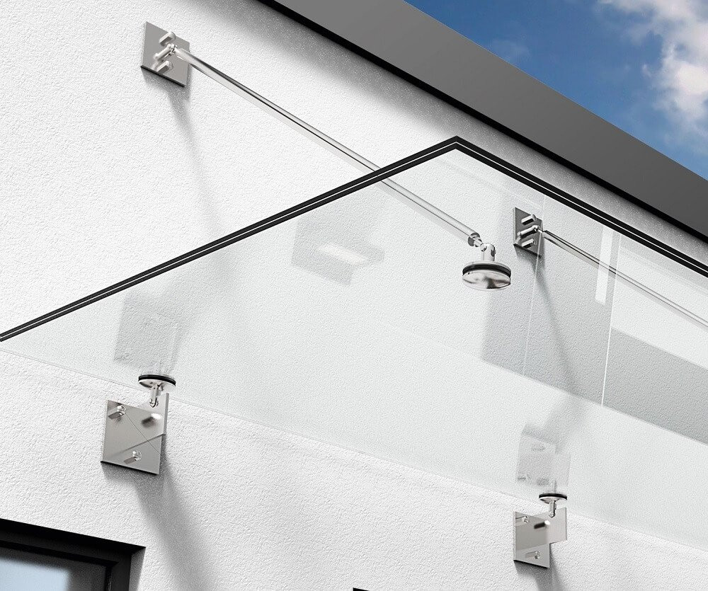 Pauli+Sohn Vordachsystem Typ Z-07 mit Zugstangen, Edelstahl